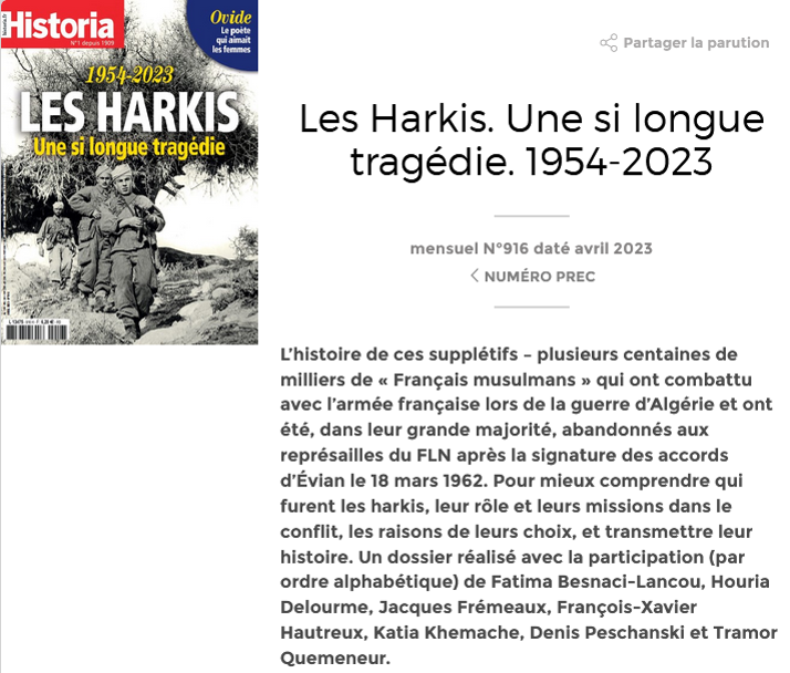 Interview par Historia du président de la CNIH sur le sujet des Harkis ...